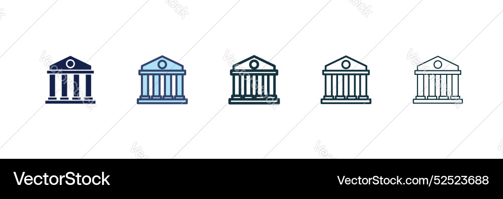 Courthouse icon set black filled and outlined Vector Image