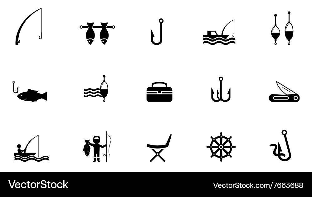 Fishing isolated icons Royalty Free Vector Image