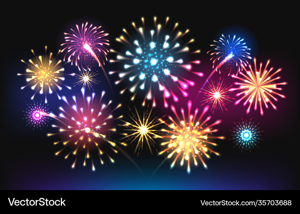Night Fireworks Celebration Royalty Free Vector Image