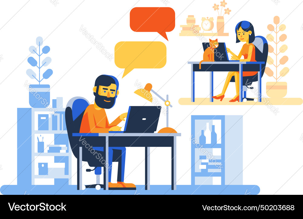 People with laptops chatting on the internet Vector Image