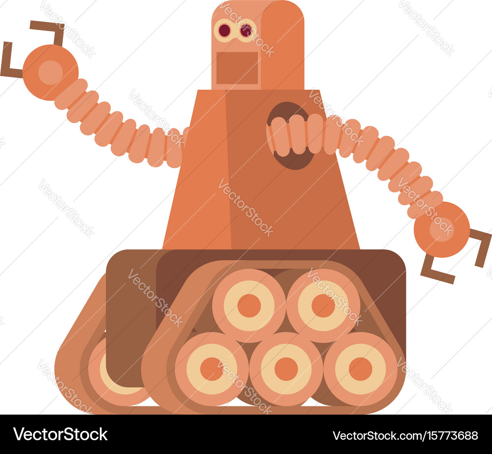 Robot with caterpillar track icon cartoon style Vector Image