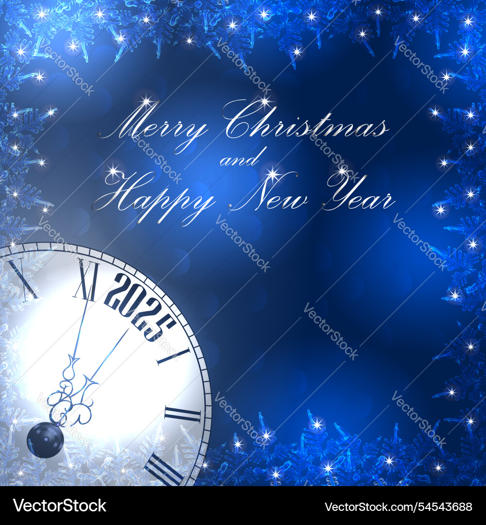 Square template with new year clock 2025 Vector Image