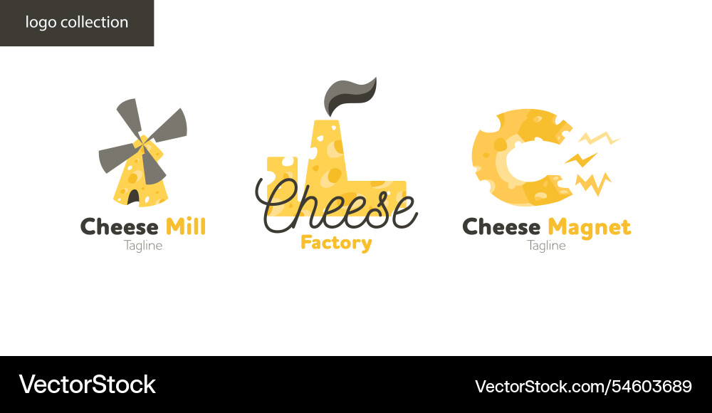 Cheese food logo set Royalty Free Vector Image