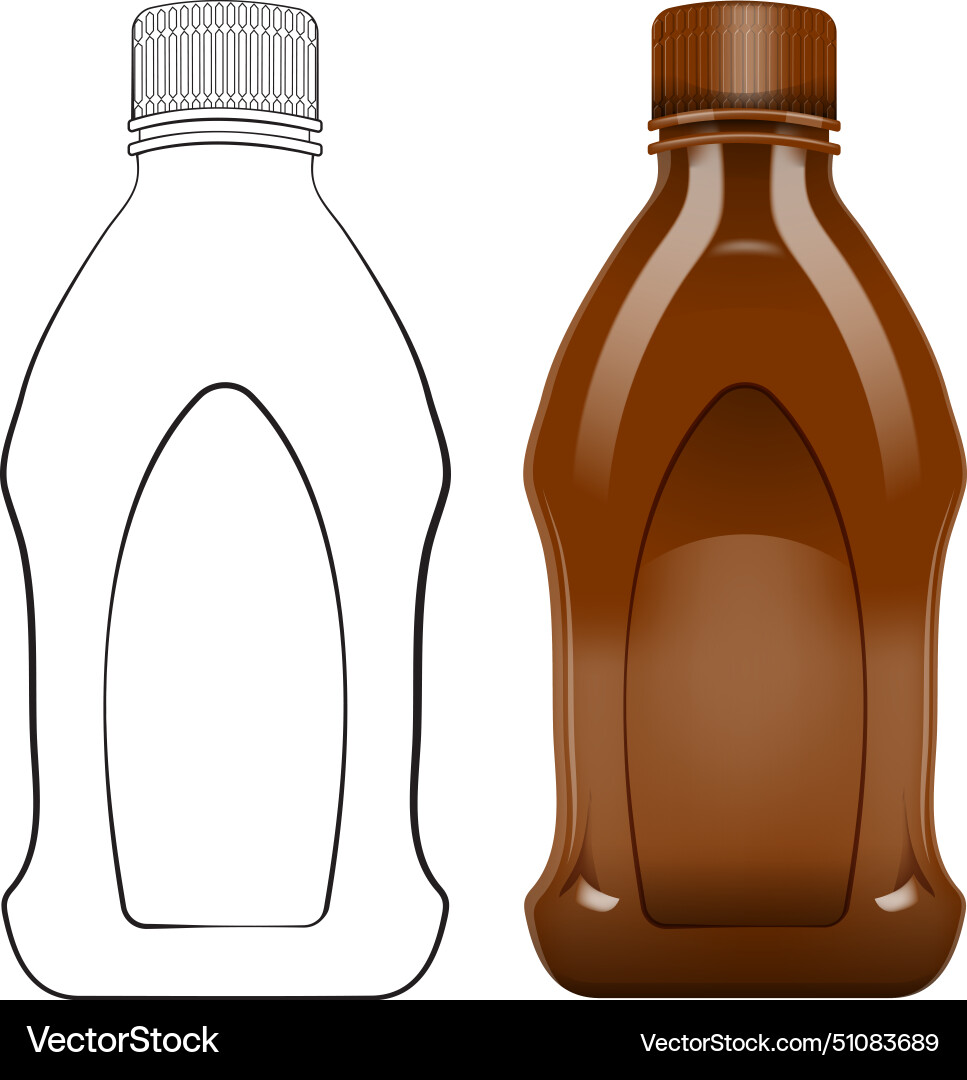 Drawing of an empty and full syrup bottle Vector Image