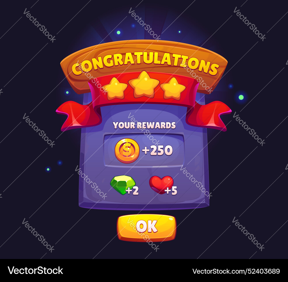 Game gift badge ui interface icon popup window Vector Image