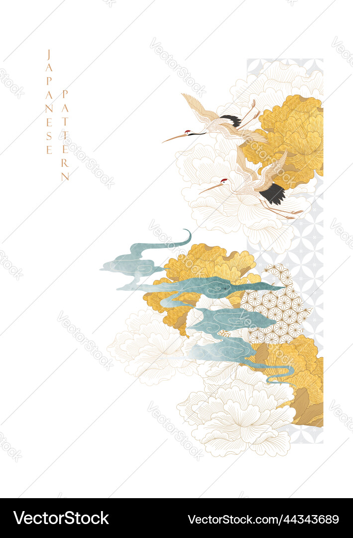 Japanese Crane Wave Decoration Royalty Free Vector Image