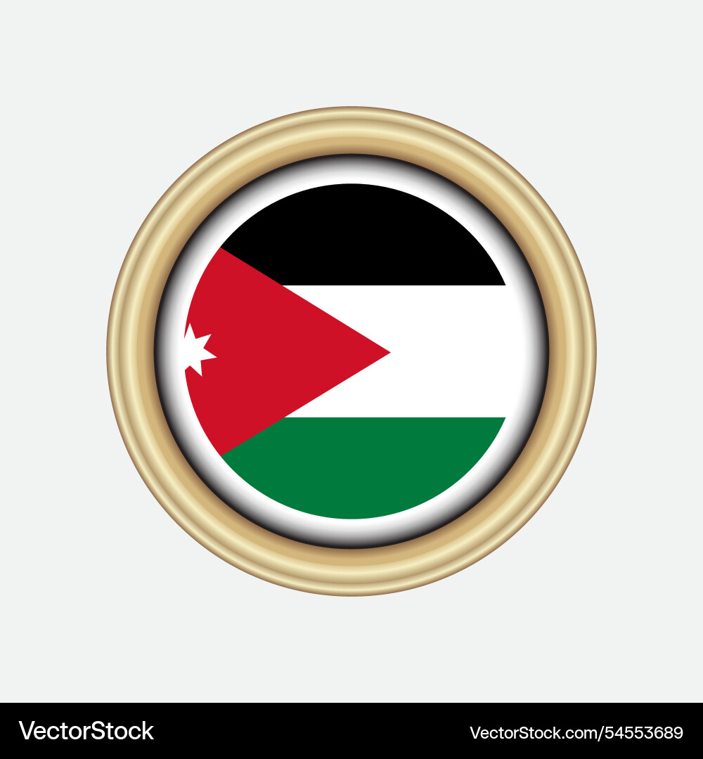 Jordan national flag in circle shape with gold Vector Image
