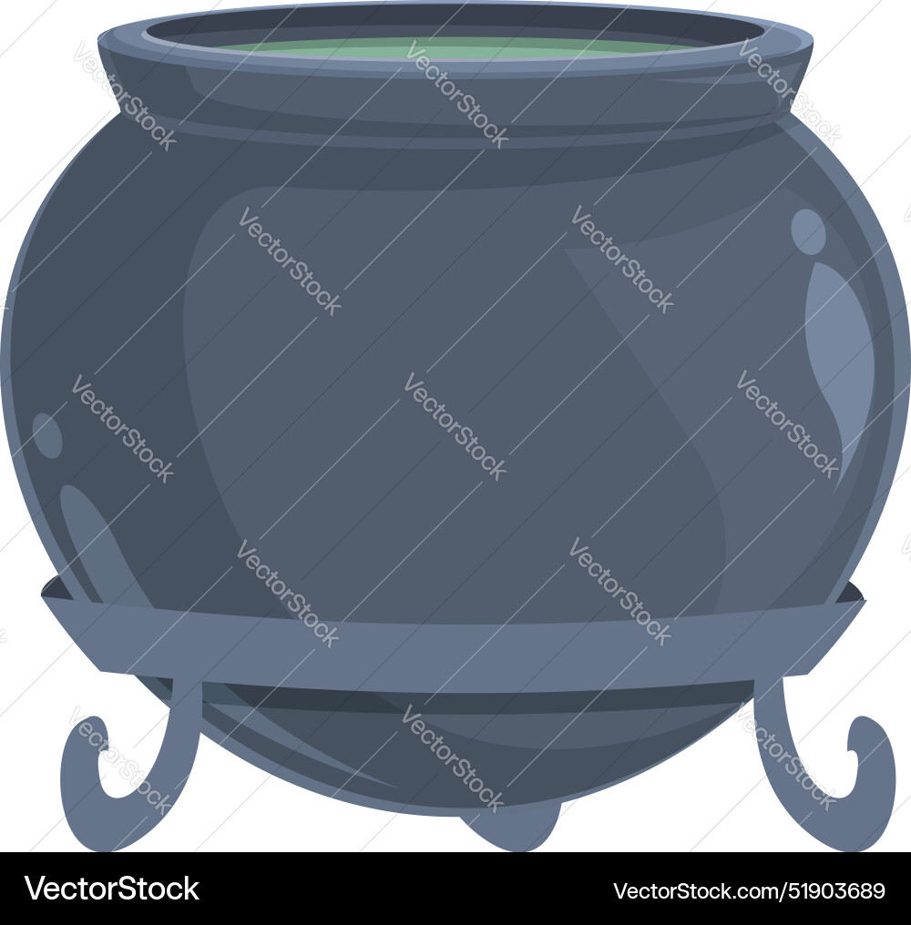 Large metal cauldron filled with green potion Vector Image