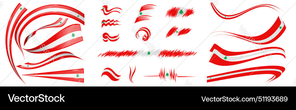 Lebanon flag set elements on a white background Vector Image