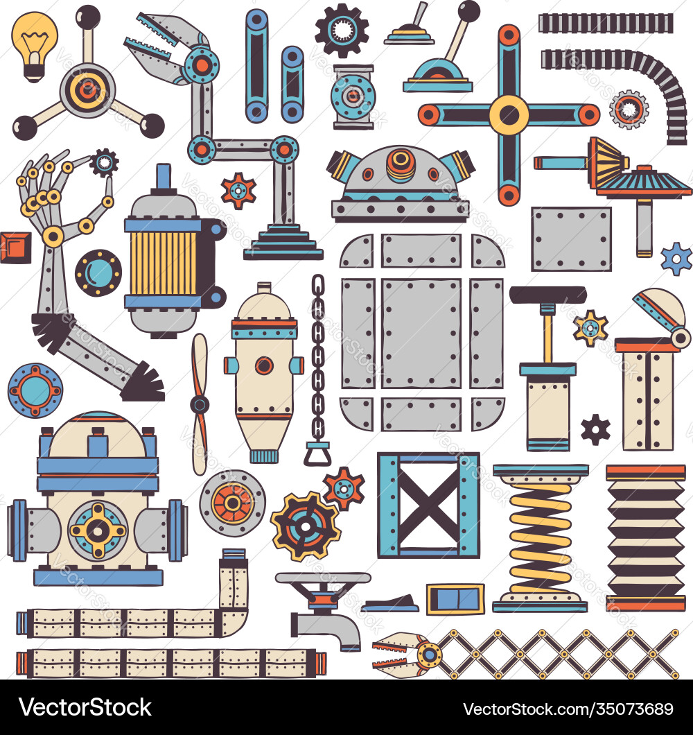 Machinery components and spare parts Royalty Free Vector