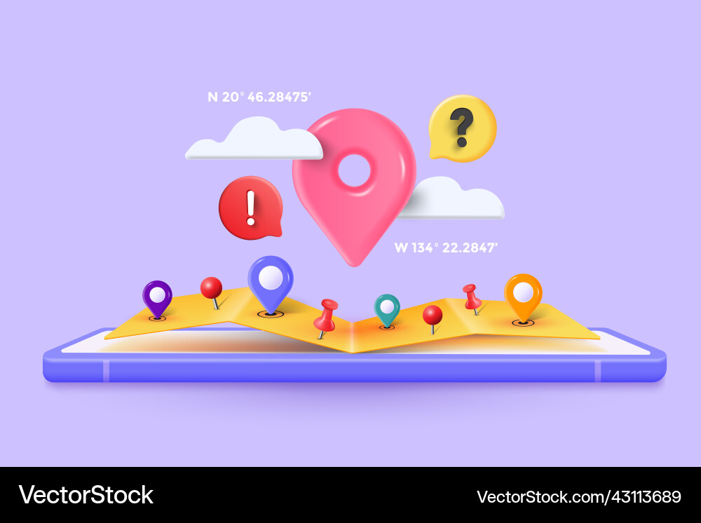 Modern 3d of gps concept Royalty Free Vector Image