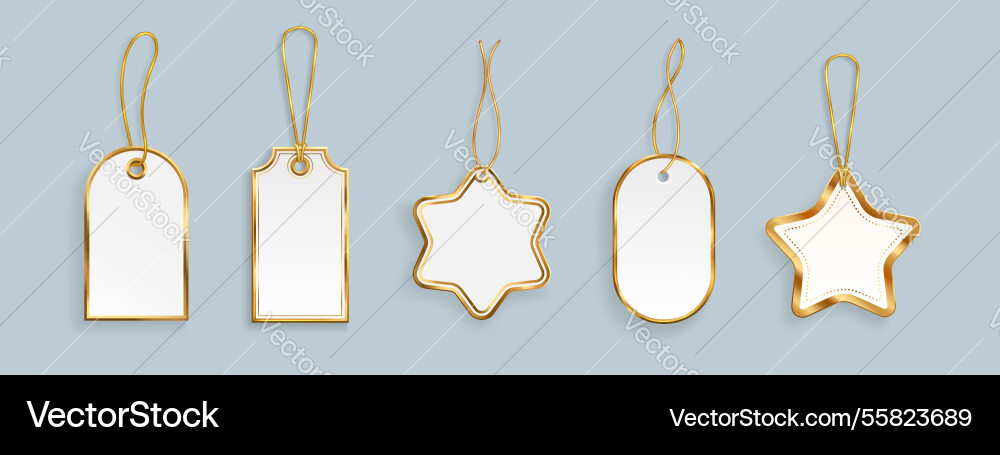 Paper price tags with golden frame Royalty Free Vector Image