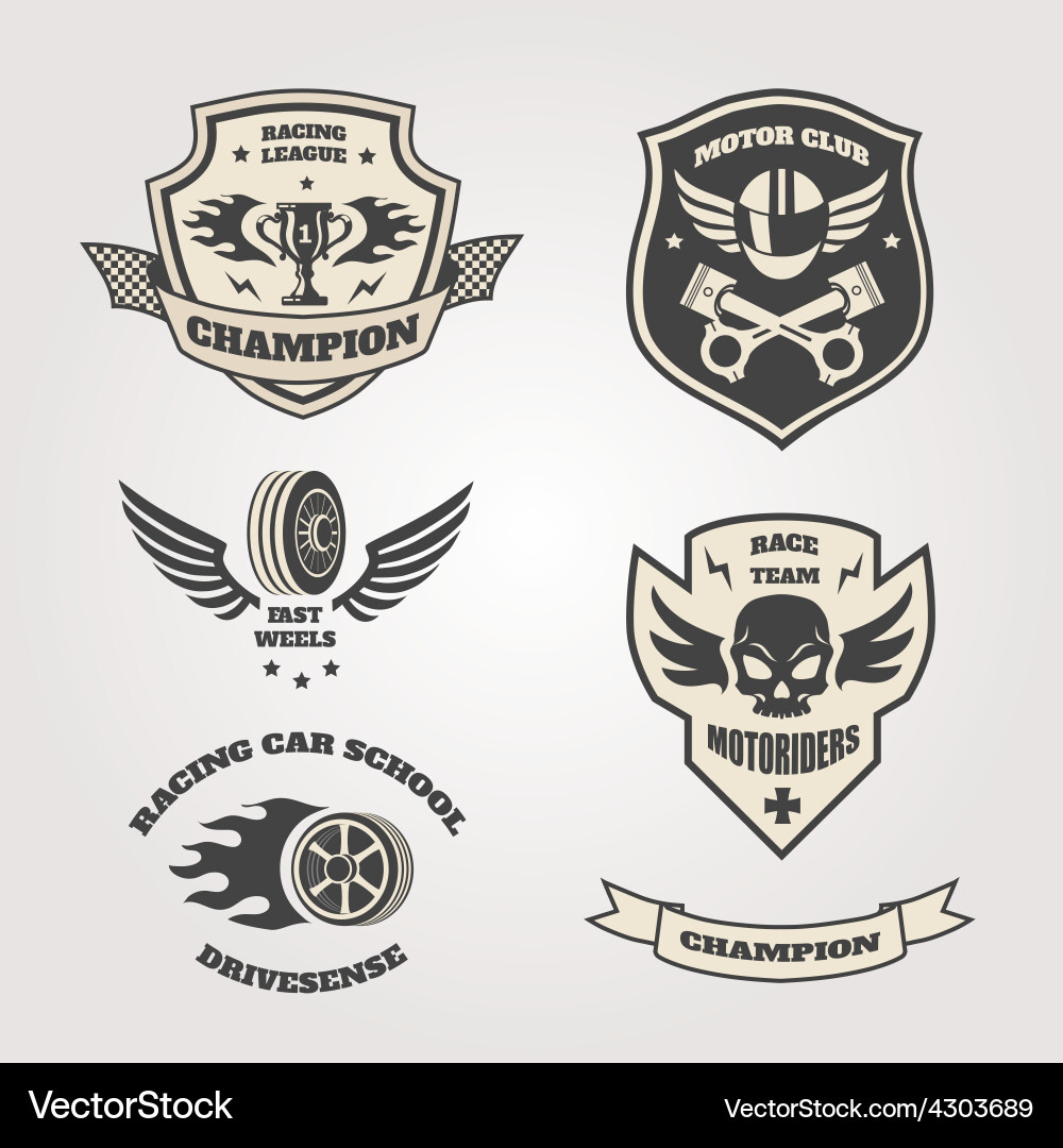 Racing Emblems & Motocross Logos Royalty Free Vector