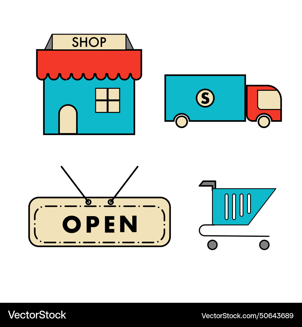 Shopping icon set Royalty Free Vector Image - VectorStock