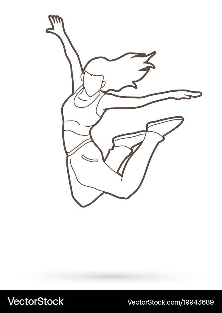Street dance b boys dancing action outline Vector Image