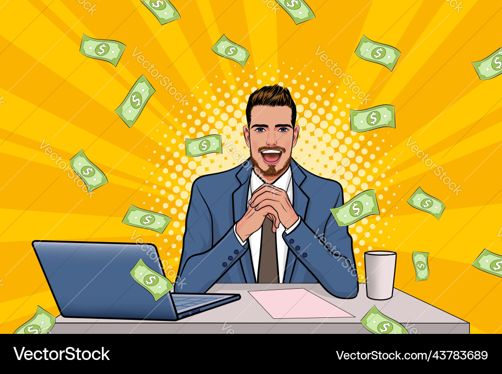 Surprise business man successful and shocking Vector Image