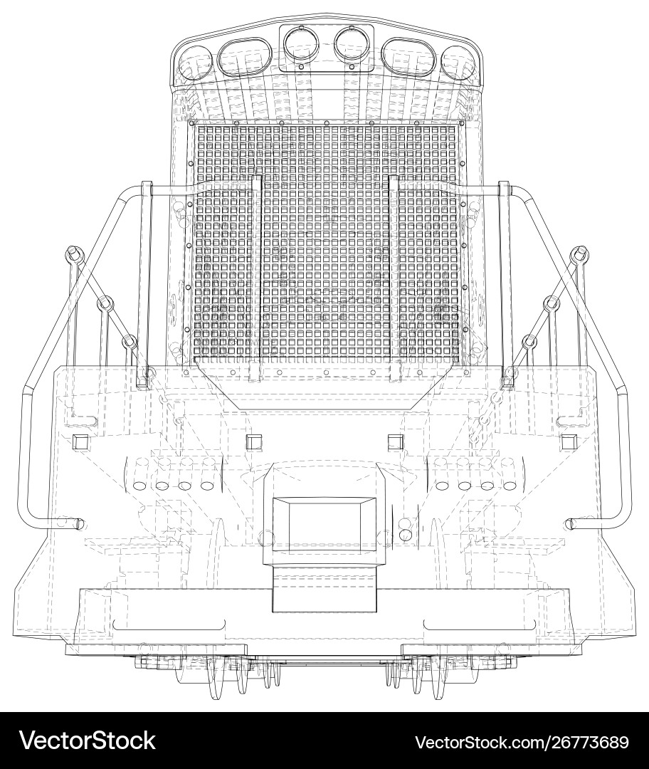 Train engines technical wire-frame Royalty Free Vector Image