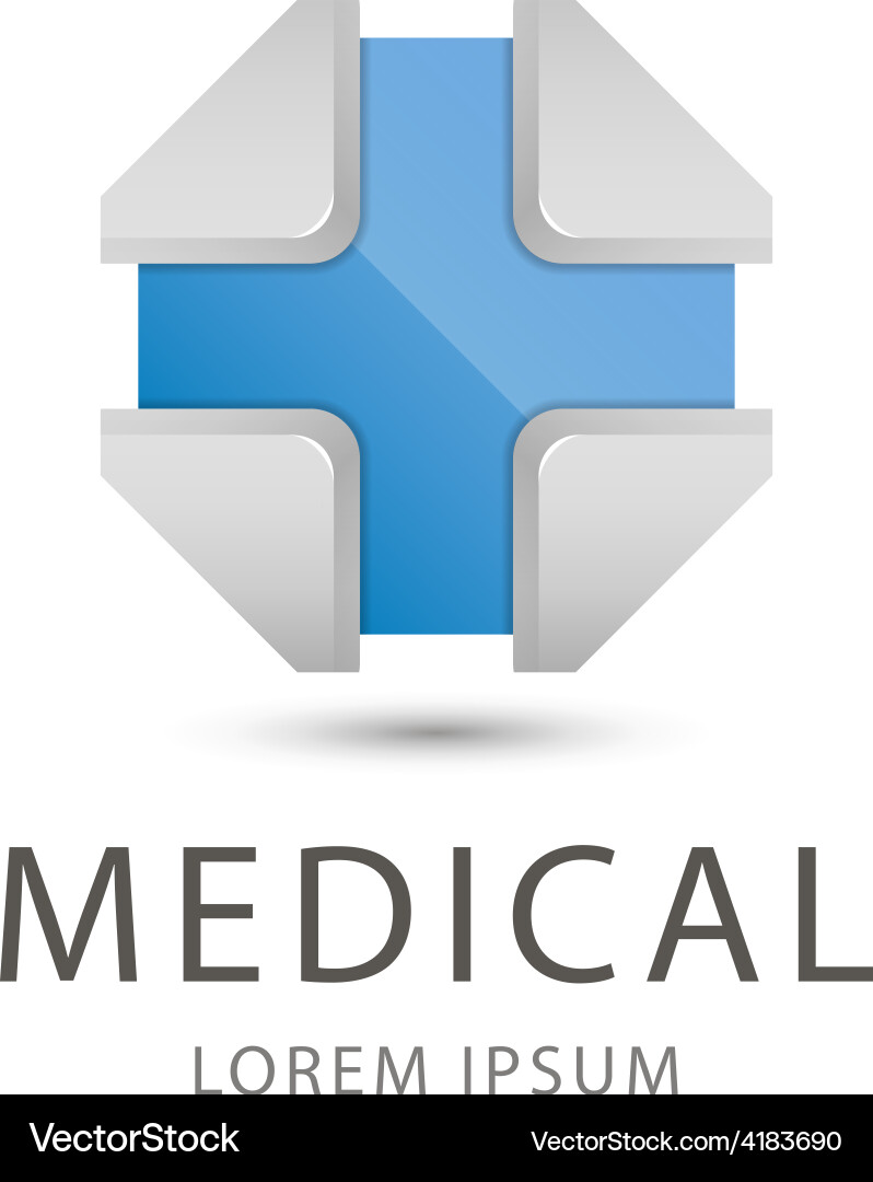 3d blue cross medical icon Royalty Free Vector Image