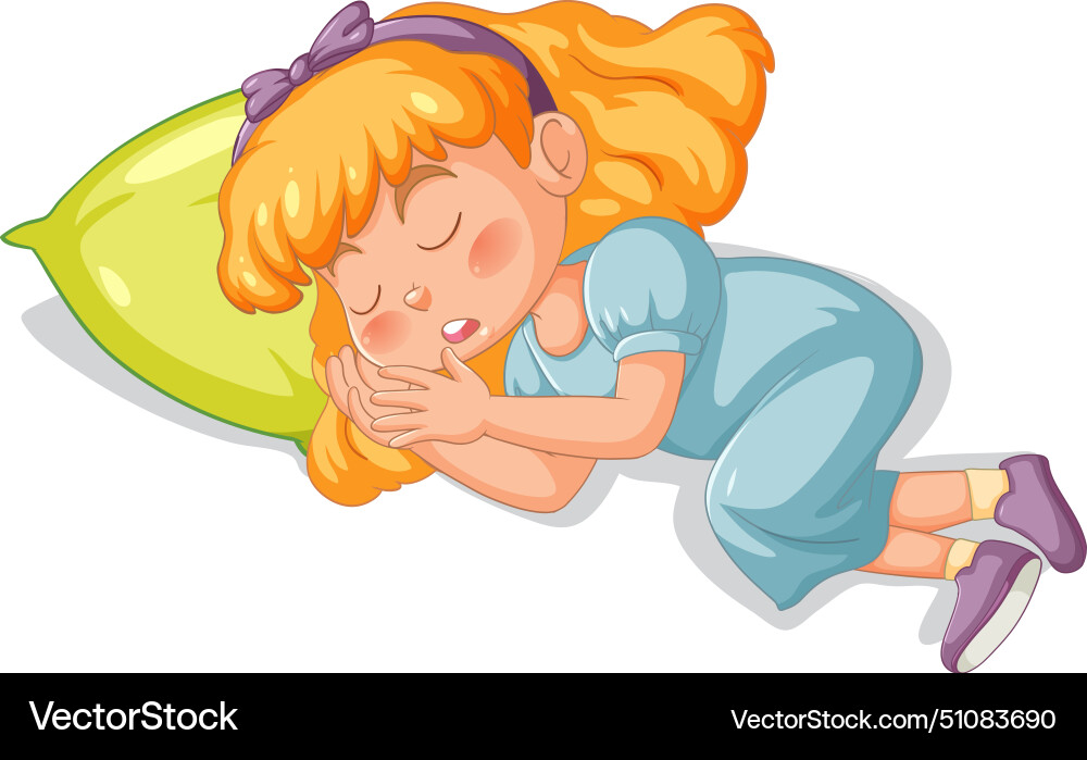 A girl sleeping soundly on pillow Royalty Free Vector Image