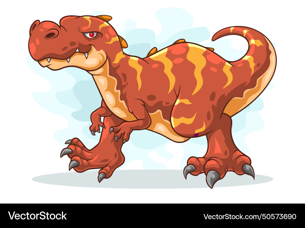 Cartoon red dinosaur on white background Vector Image