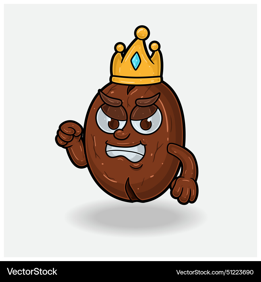 Coffee bean with angry expression Royalty Free Vector Image