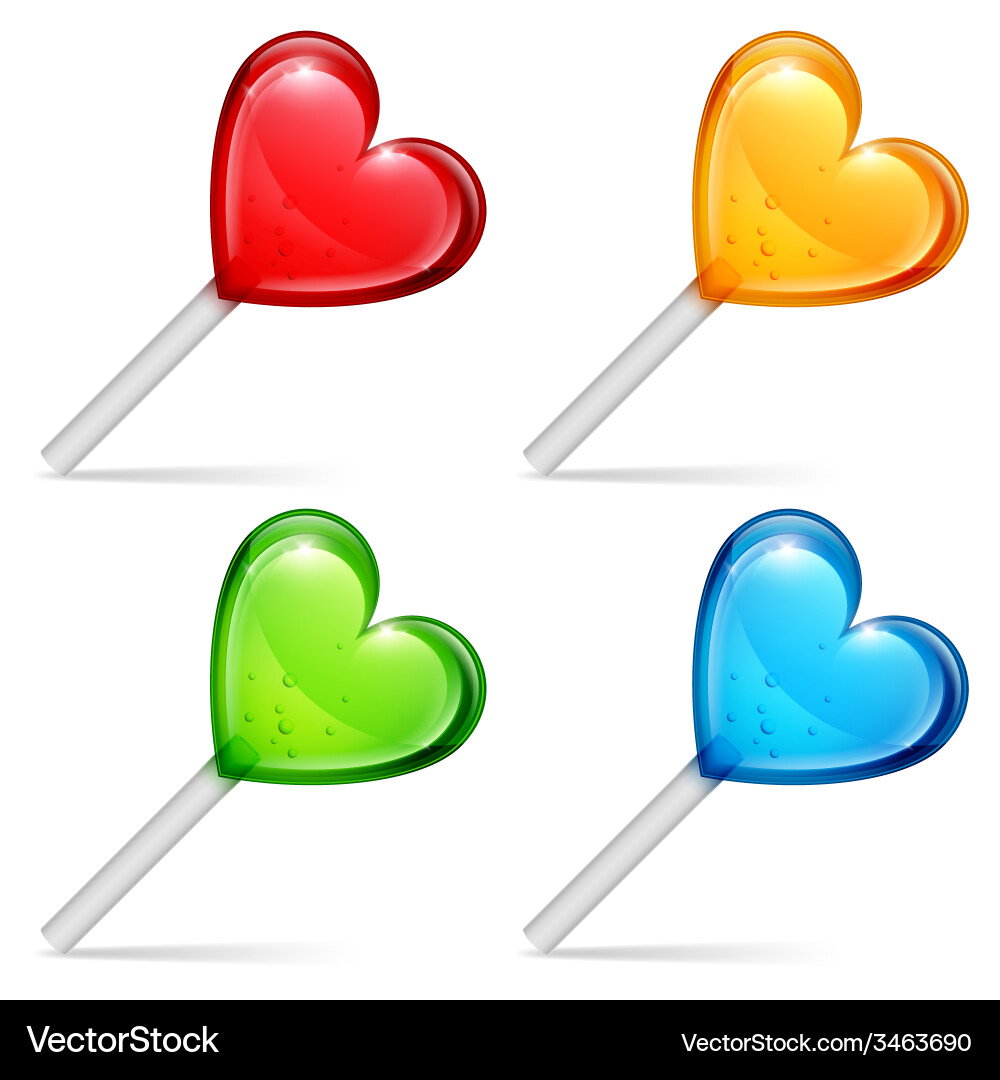 Colorful Heart Lollipops Royalty Free Vector Image