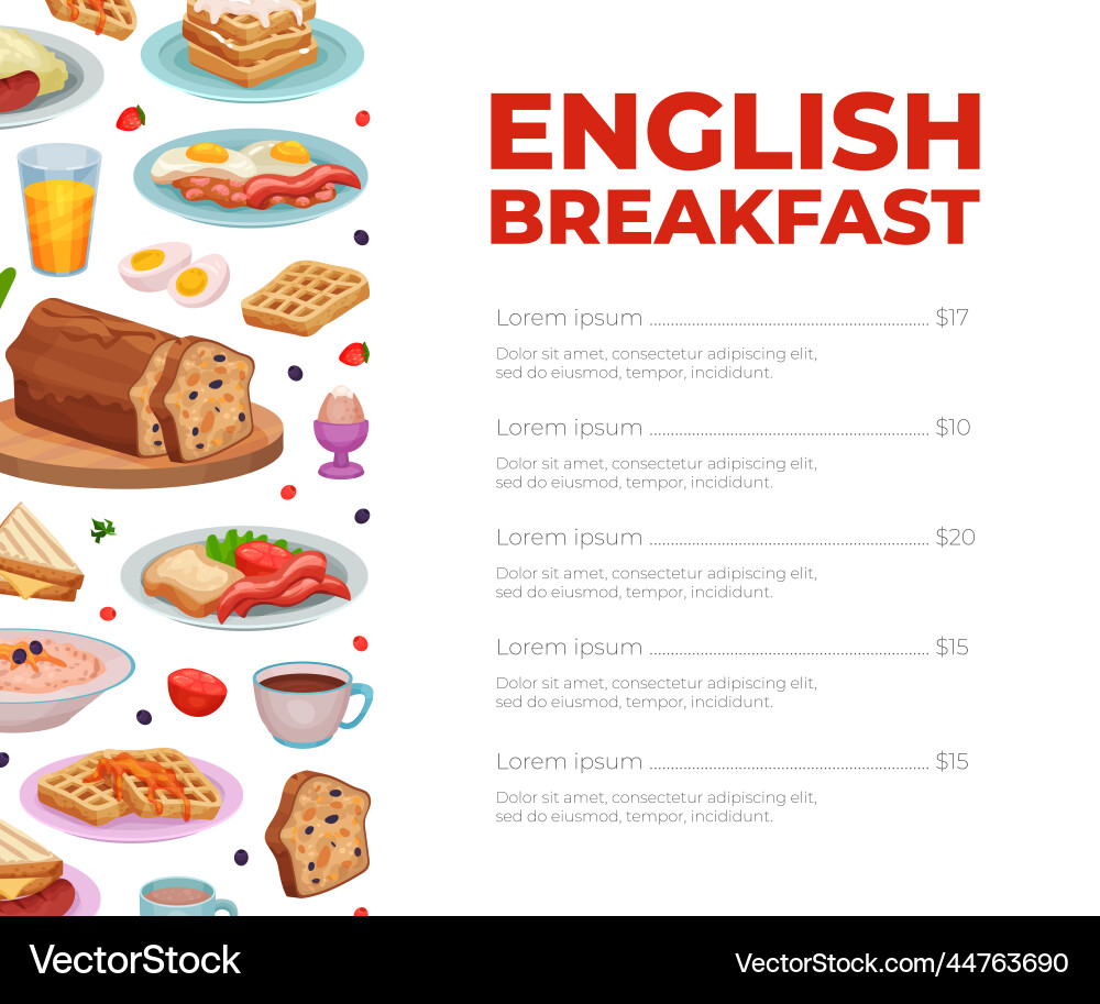 English breakfast menu store