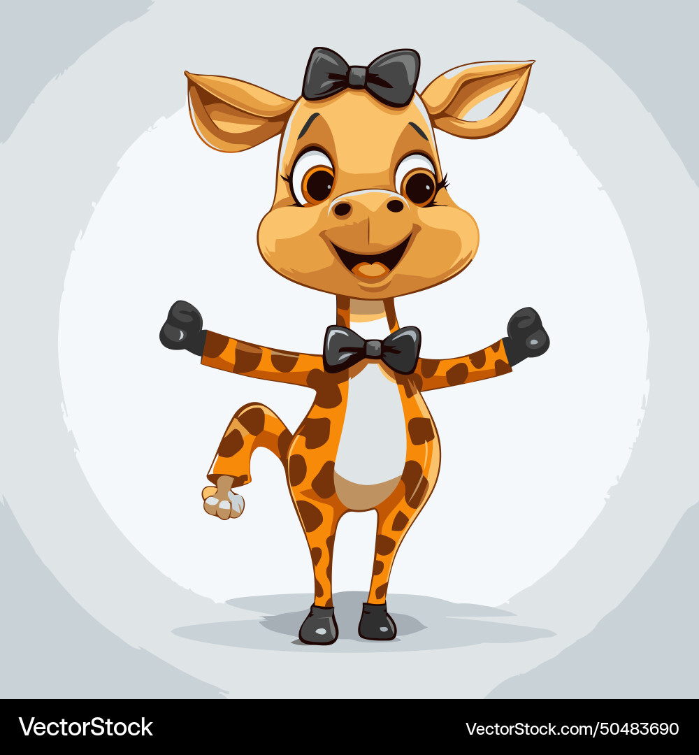 Giraffe in a bow tie cute cartoon Royalty Free Vector Image