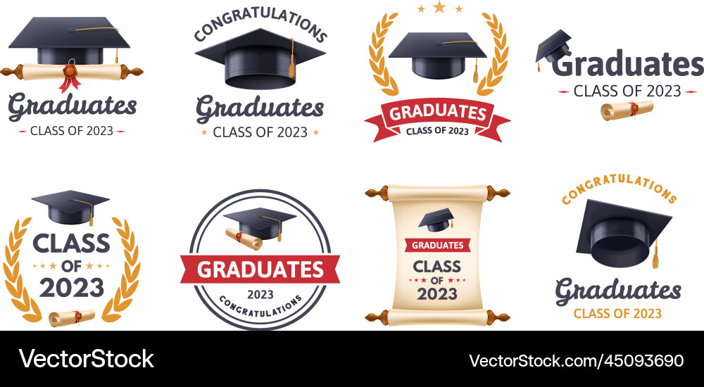 Graduation label class of 2023 congratulations Vector Image