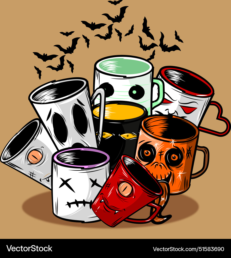 Monster mugs Royalty Free Vector Image - VectorStock