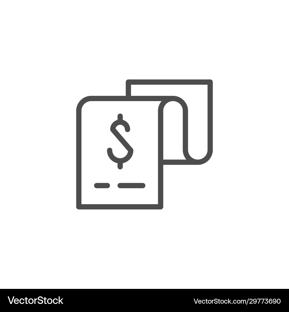 Receipt and Bill Outline Icon Royalty Free Vector Image