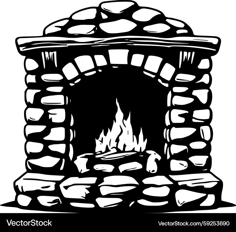 Rustic Stone Fireplace Royalty Free Vector Image