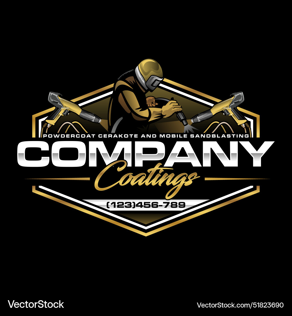 Sandblaster Logo Dienstleistungen und Reparatur Vektorbild