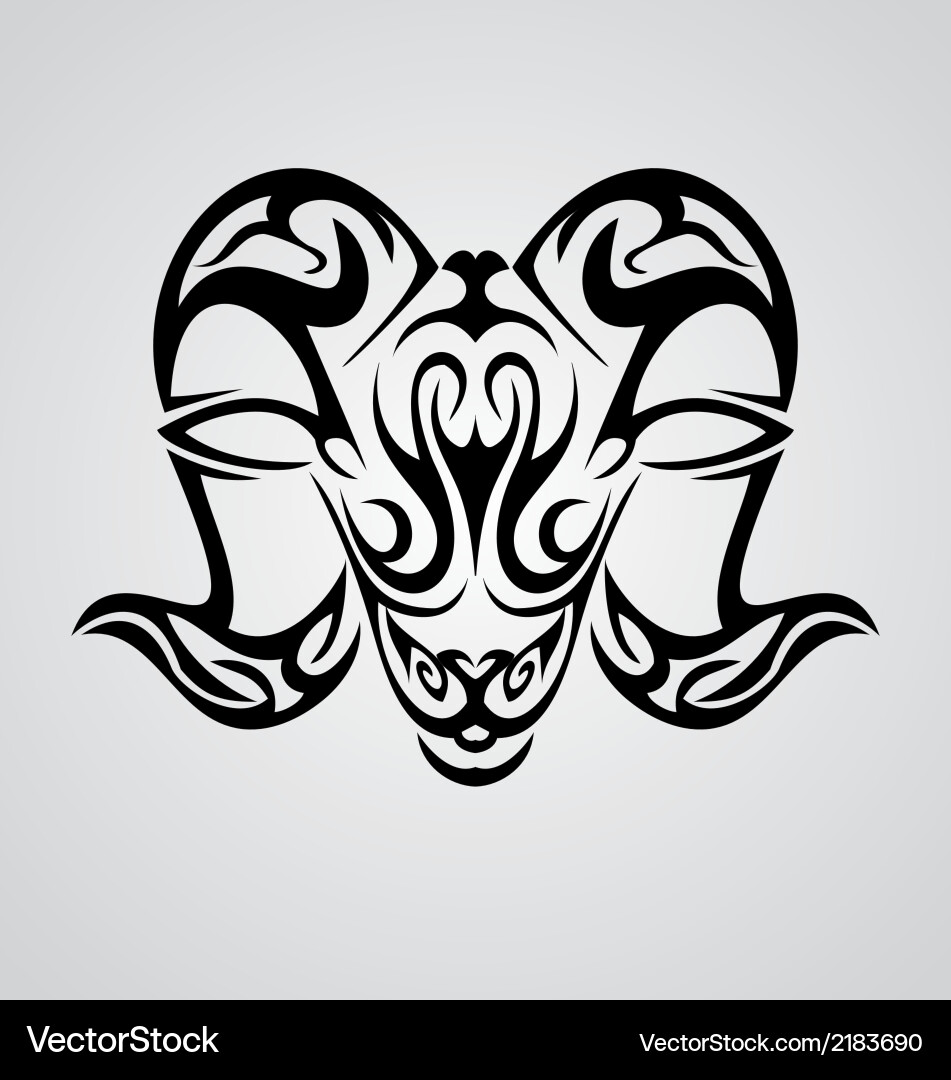 Tribal Aries Goat Head Tattoo Royalty Free Vector Image