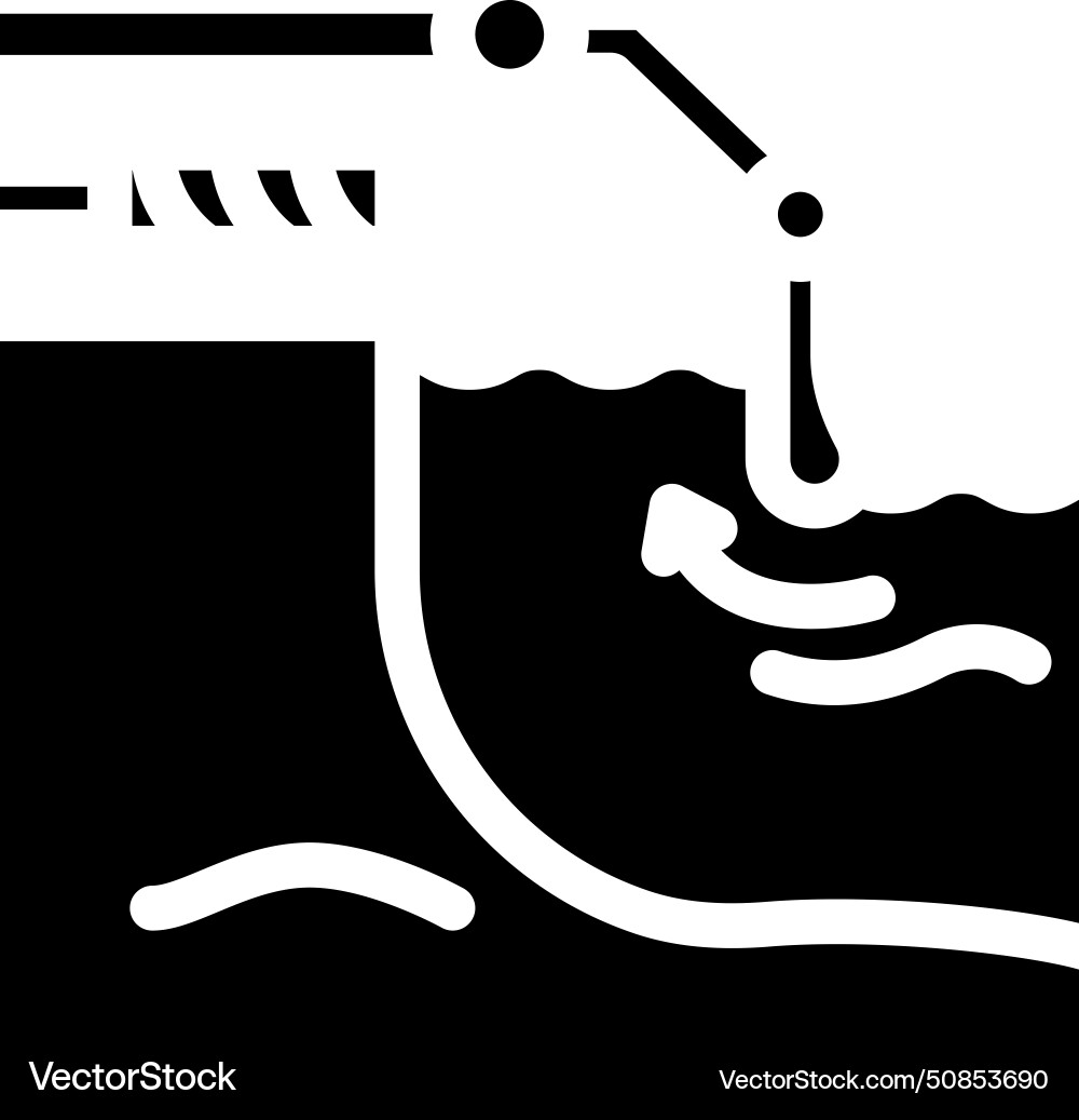 Wave energy harvesting glyph icon Royalty Free Vector Image