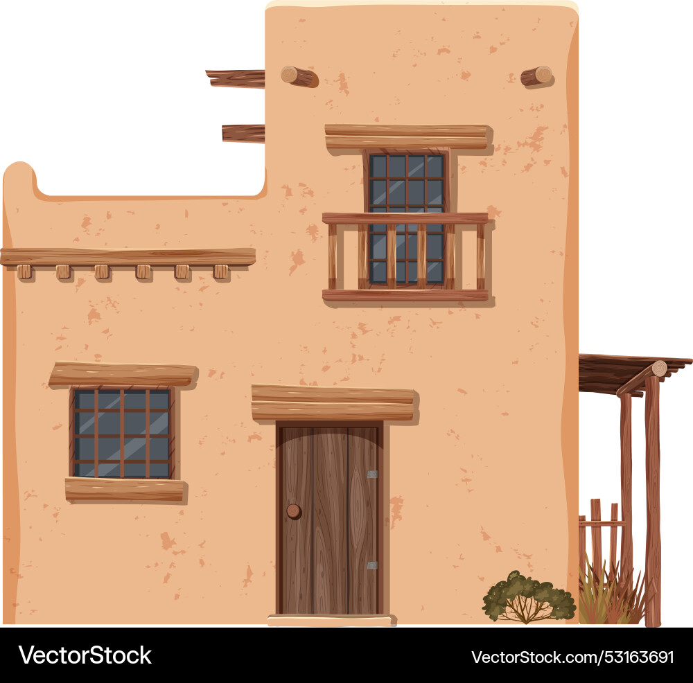 A rustic mexican adobe house Royalty Free Vector Image