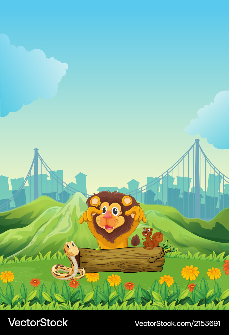 A snake lion and beaver Royalty Free Vector Image