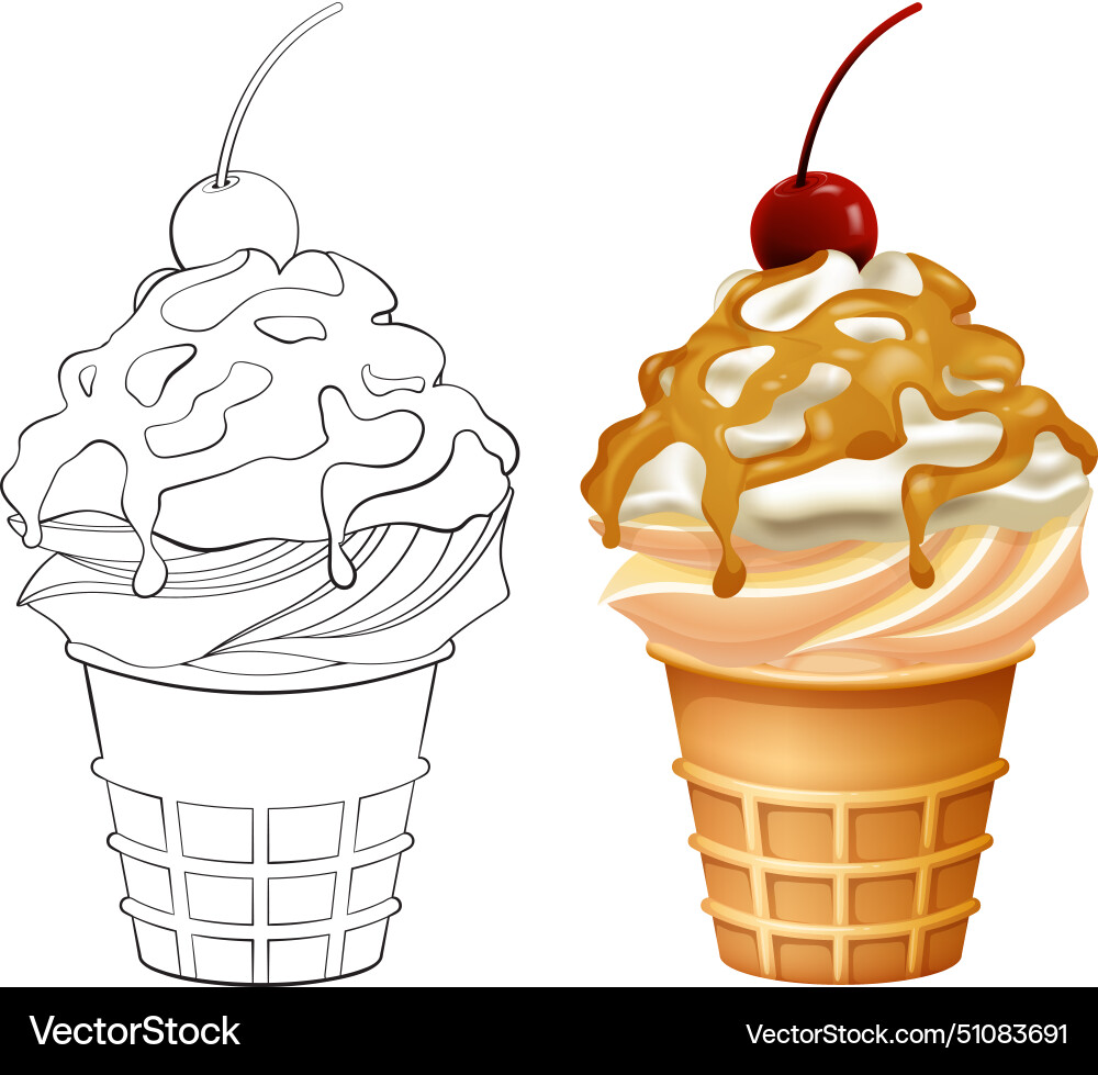 A soft serve ice cream cone Royalty Free Vector Image
