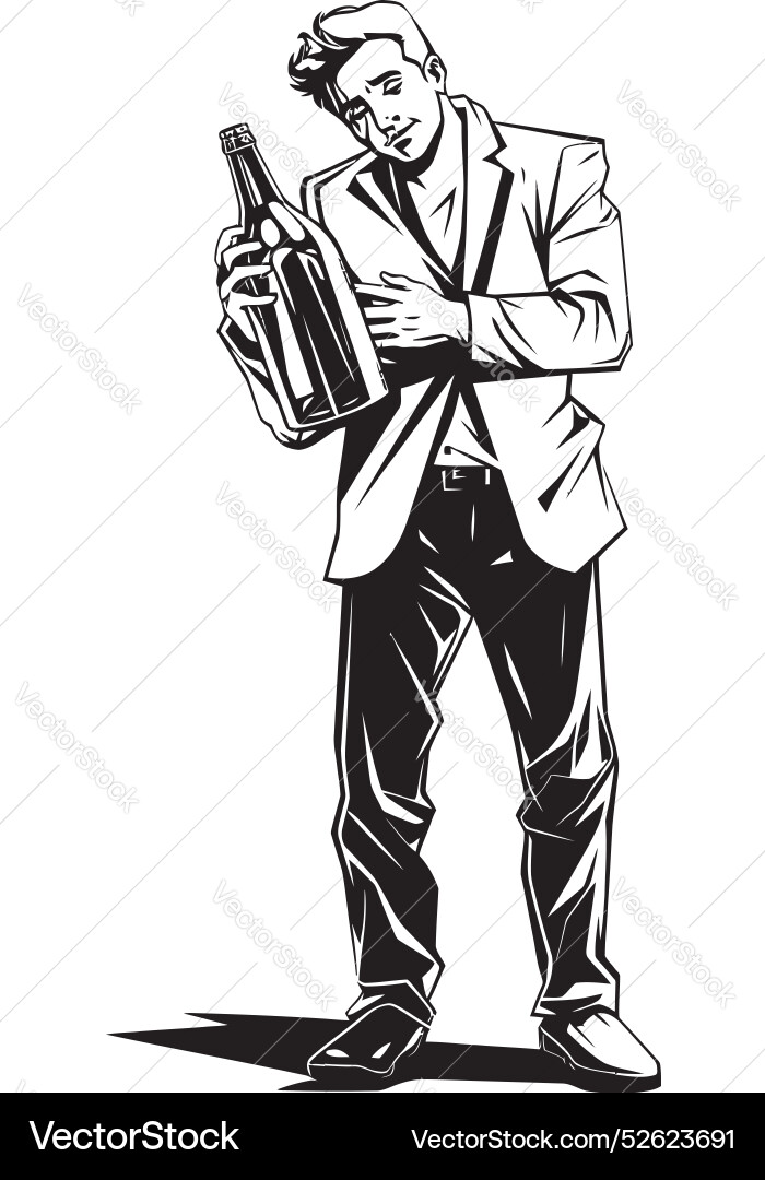 Alcoholic affection design a drunken mans deep Vector Image