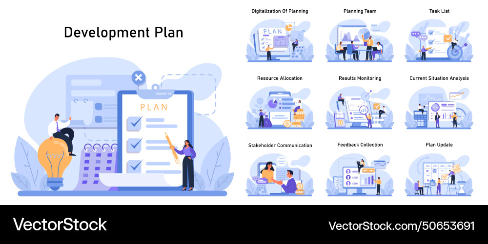 Development plan set professionals navigate Vector Image