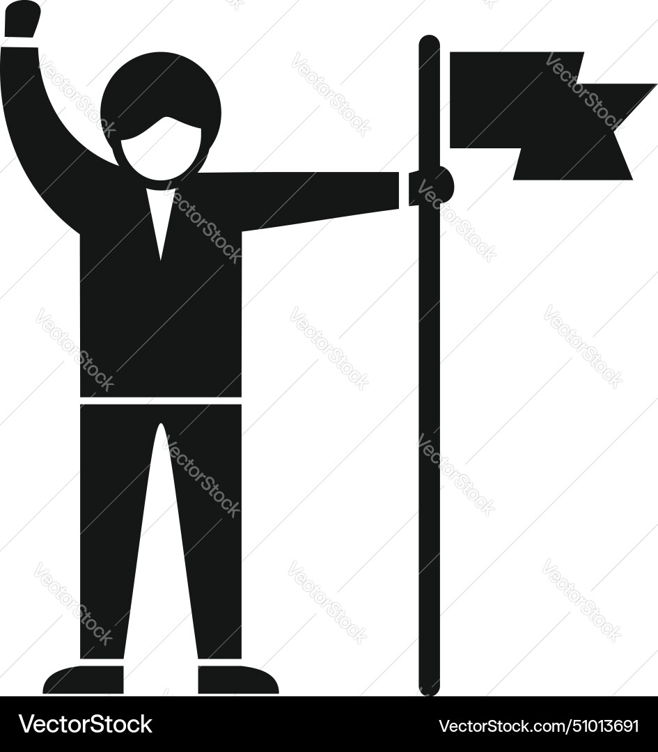 Motivational Speaker With Target Flag Icon Simple Vector Image