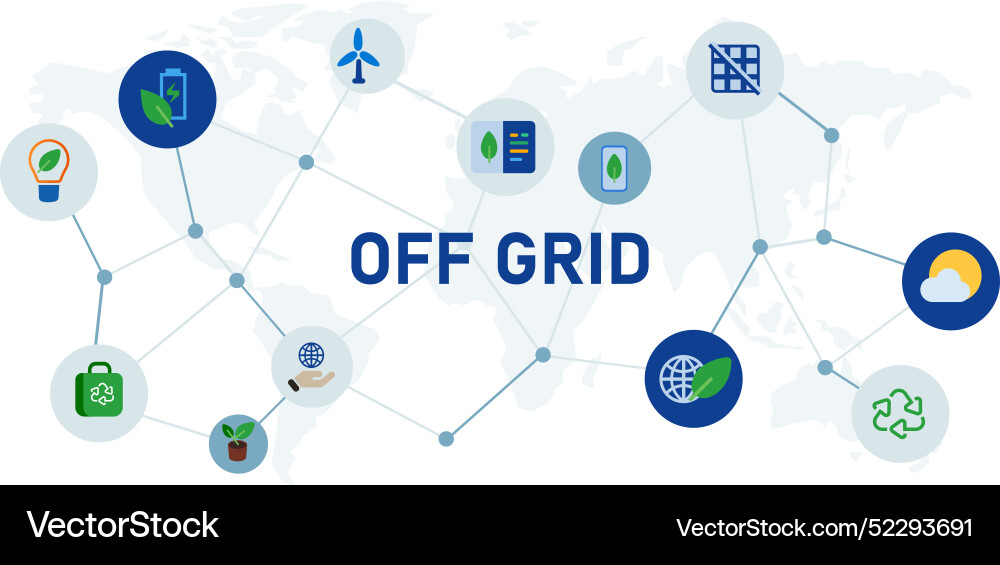 Off grid offline unplugged disconnected concept Vector Image