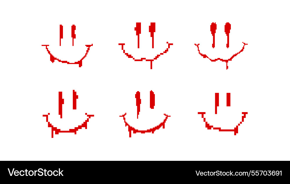 Pixelated red distorted smiley faces abstract Vector Image