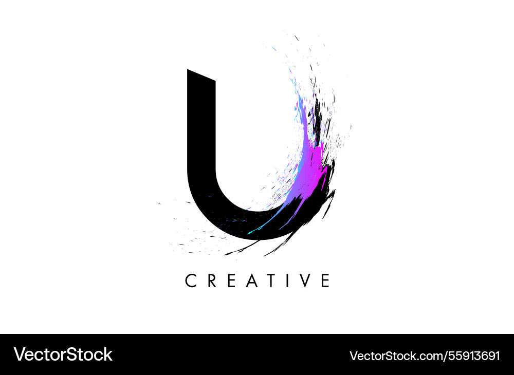 Splash letter u logo design paint Royalty Free Vector Image