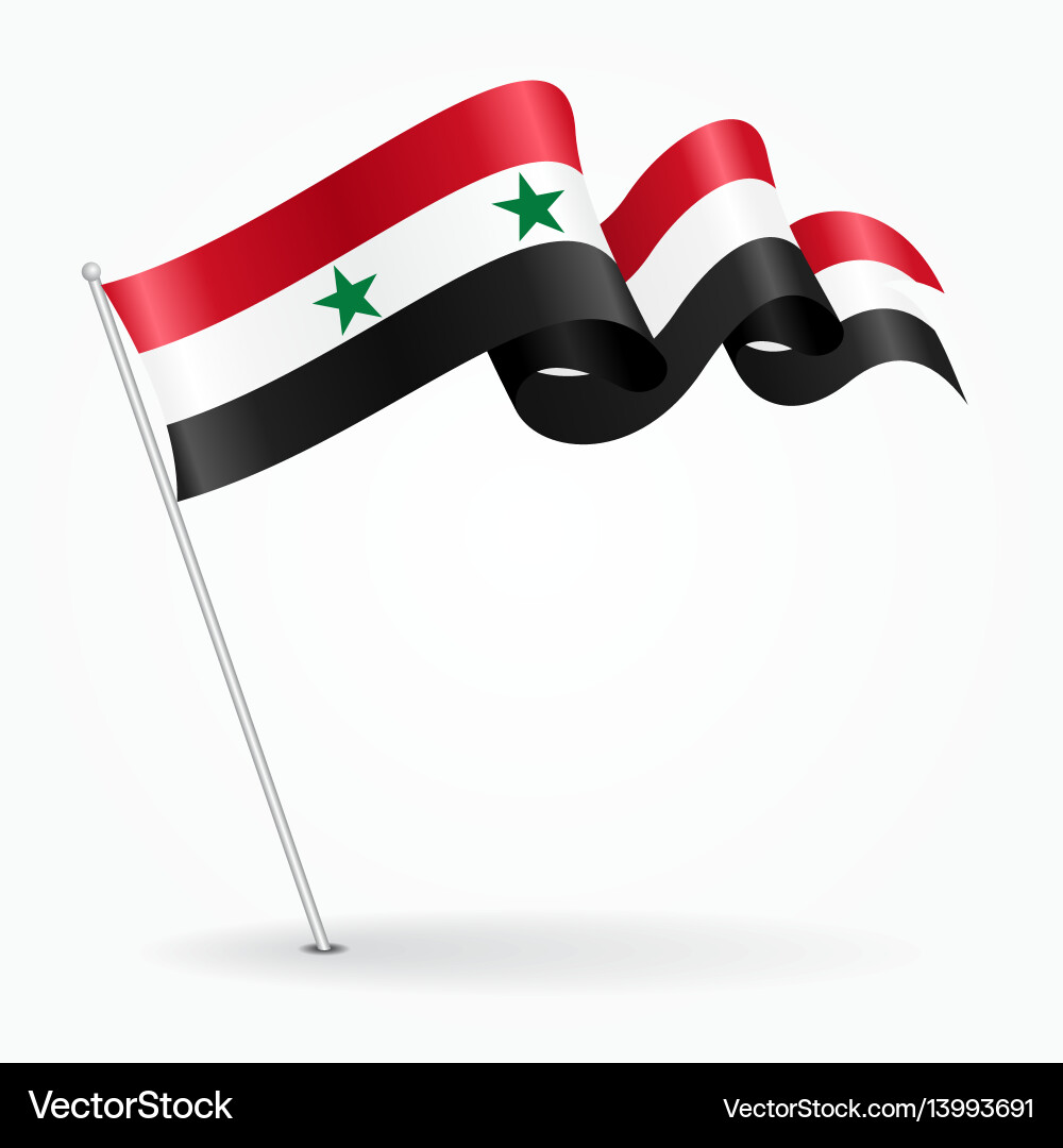 Syrian pin wavy flag Royalty Free Vector Image