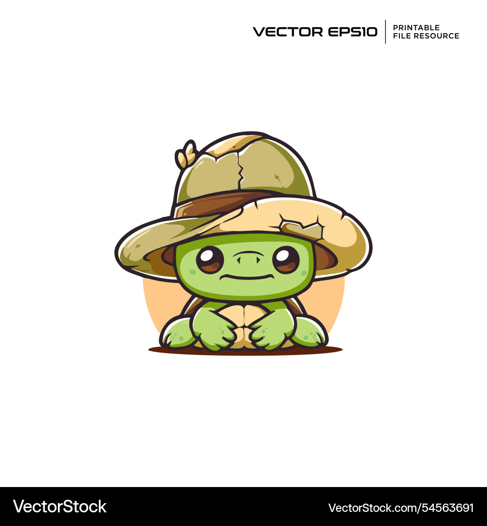 Turtle wearing a hat character mascot logo Vector Image