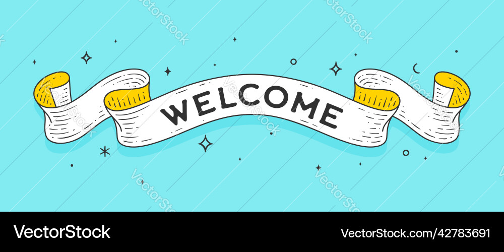Vintage Ribbon Welcome Banner Royalty Free Vector Image