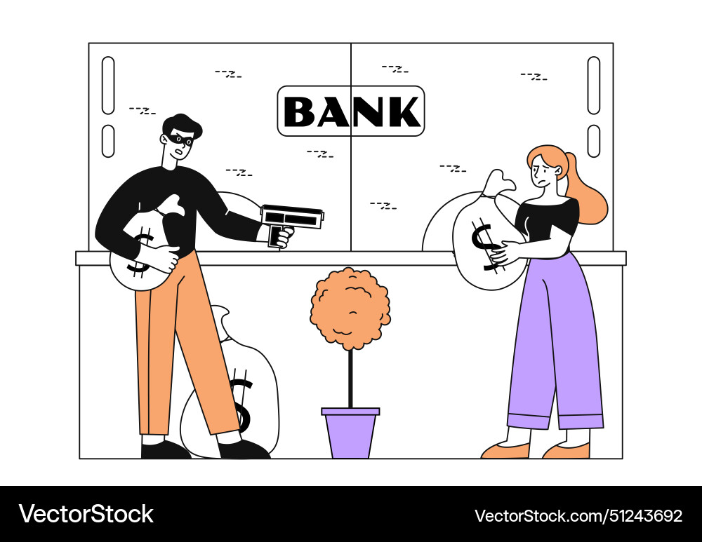Bank robbery simple Royalty Free Vector Image - VectorStock