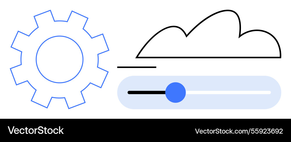 Cloud storage and settings adjustment representing