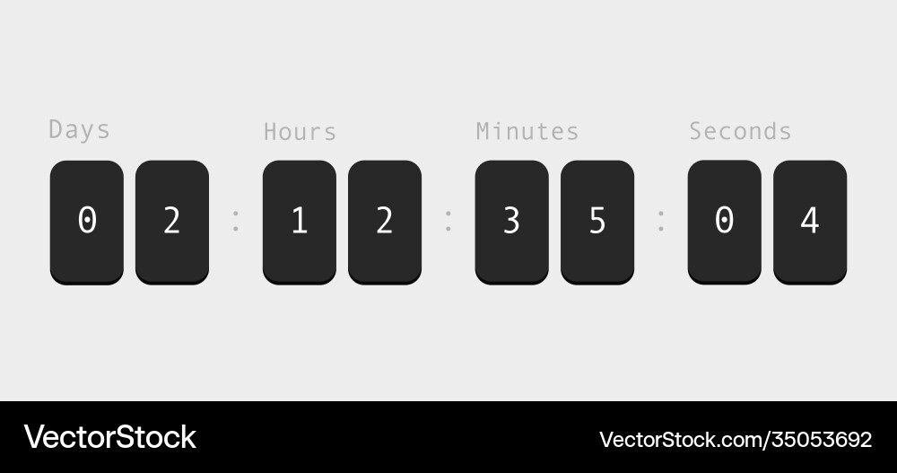Countdown black hour and minute counter Royalty Free Vector